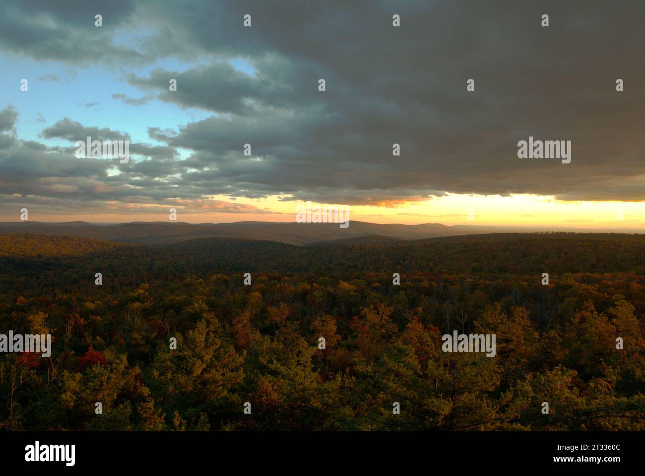 Sunset view from the Snow Mountain Fire Tower in Michaux State Forest ...