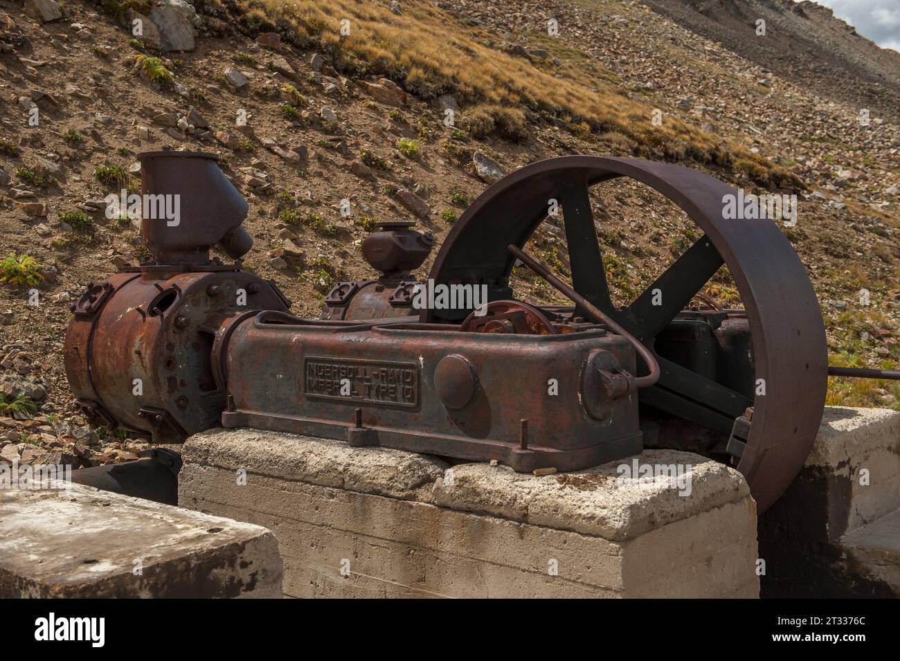 Remains of the air compressor that powered the London mine, in the ...