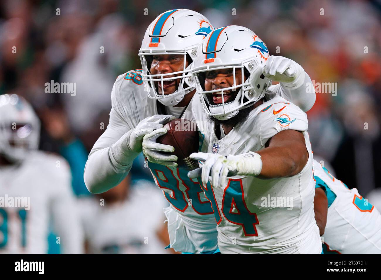 Miami Dolphins defensive tackle Christian Wilkins (94) celebrates his ...