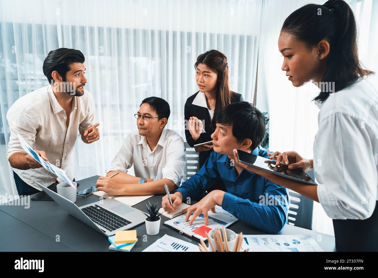 Data analysts team of office worker collaborate on business ...