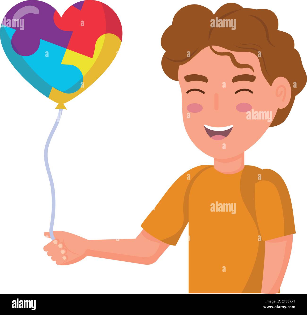 autism day awareness boy with balloon Stock Vector Image & Art - Alamy