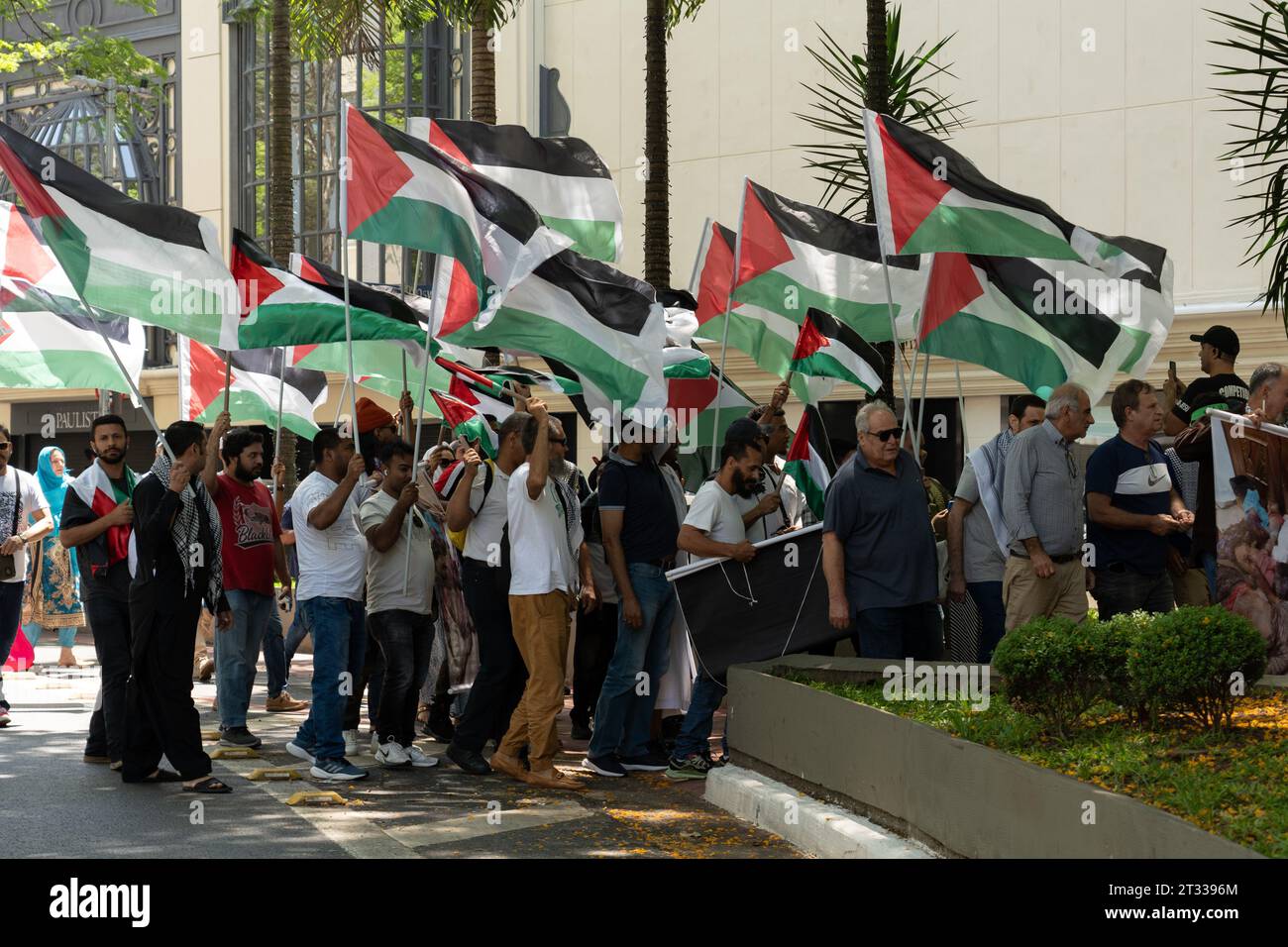 Sao Paulo, Brazil. 22nd Oct, 2023. People gathered for a demonstration ...