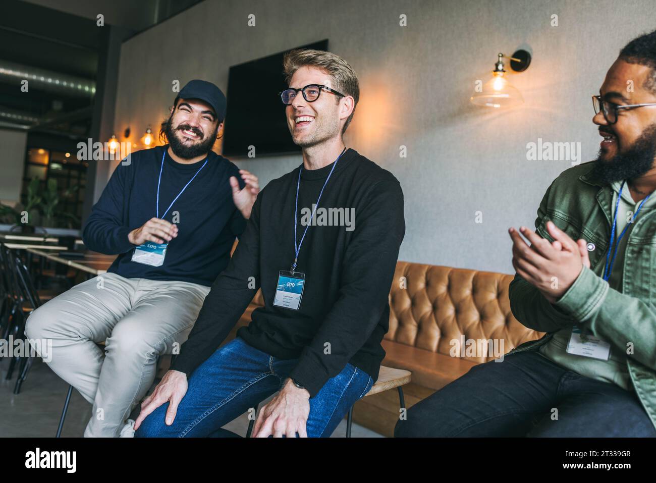 Colleagues in a business conference meeting show teamwork and ...