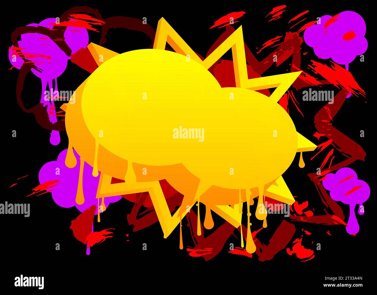 Black, red, yellow and purple graffiti speech bubble. Abstract modern ...
