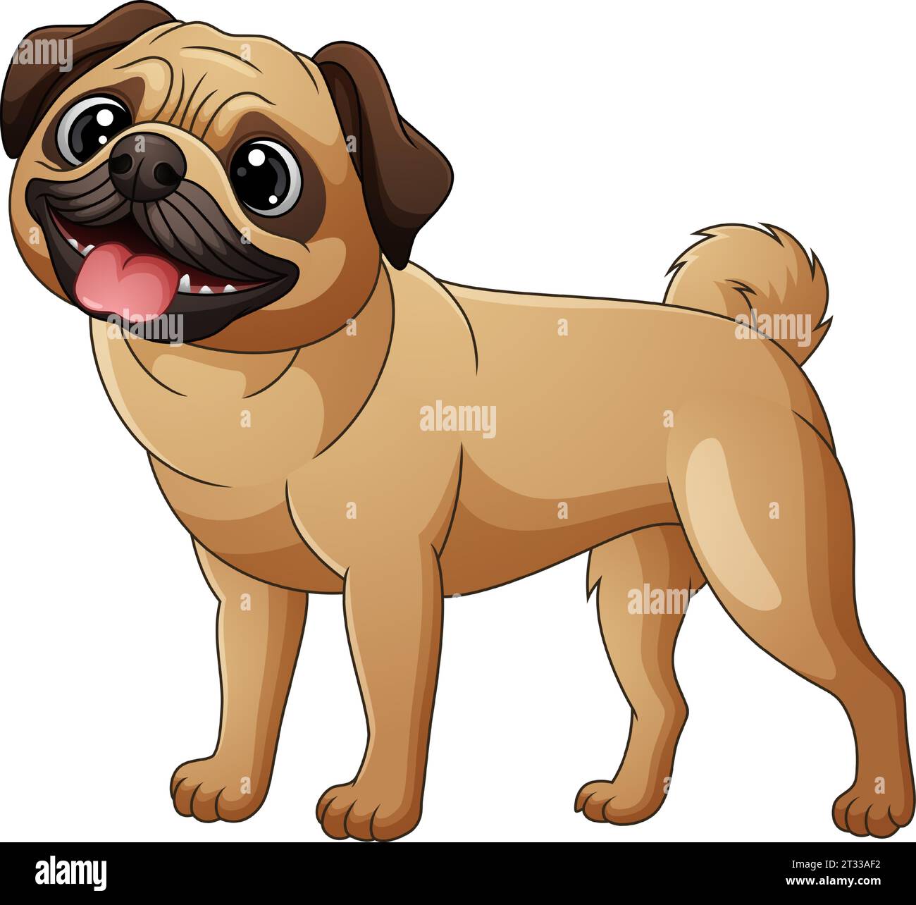 Cute pug dog cartoon isolated on white background Stock Vector Image ...