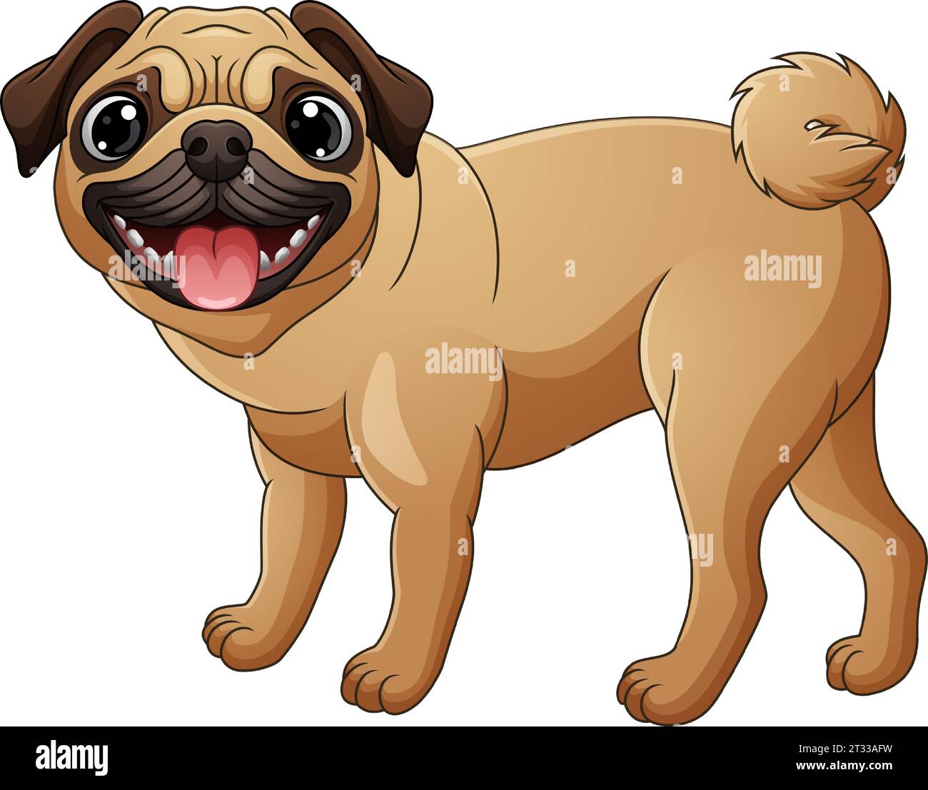 Cute pug dog cartoon isolated on white background Stock Vector Image ...
