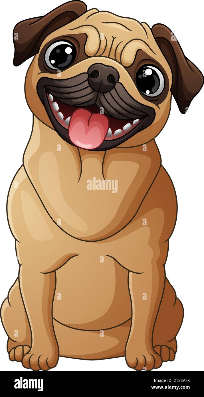 Cute pug dog cartoon isolated on white background Stock Vector Image ...