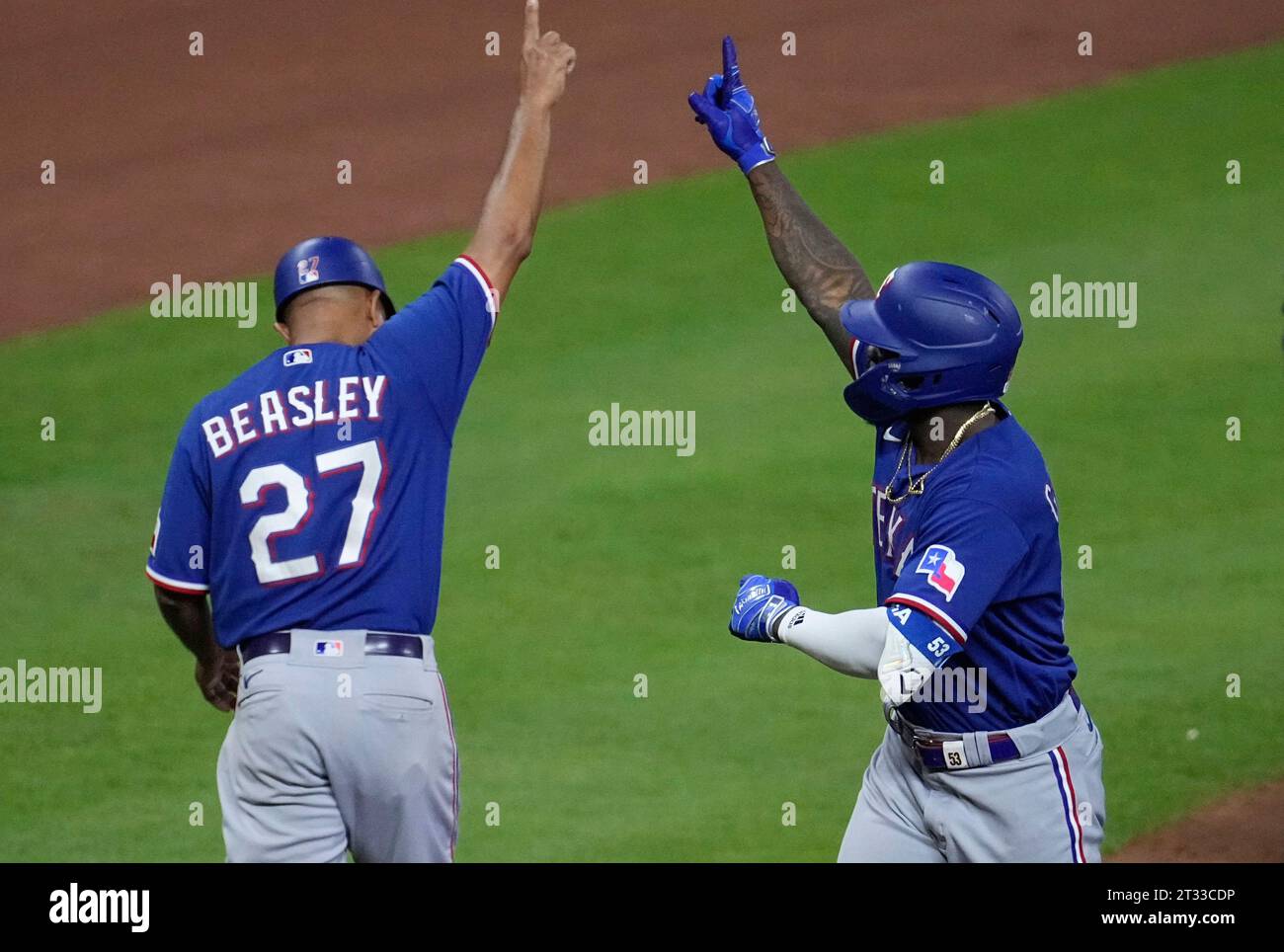 Houston, United States. 22nd Oct, 2023. Texas Rangers Adolis Garcia ...