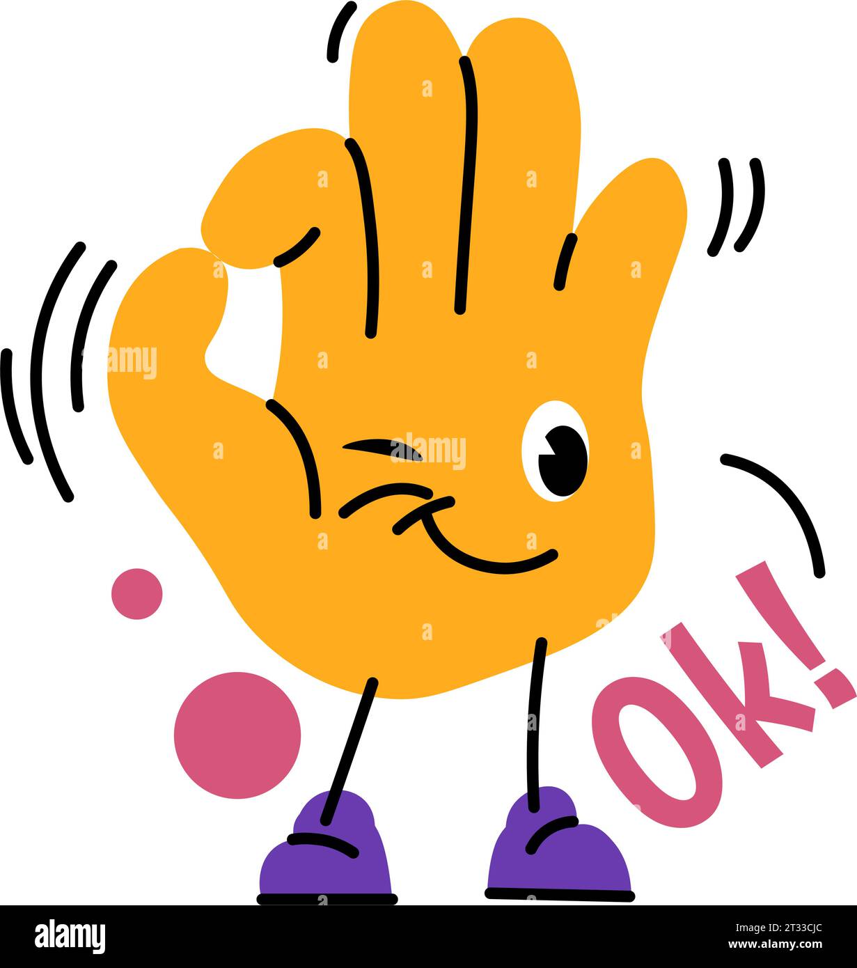 Okay hand character gesture, winking personage Stock Vector Image & Art ...