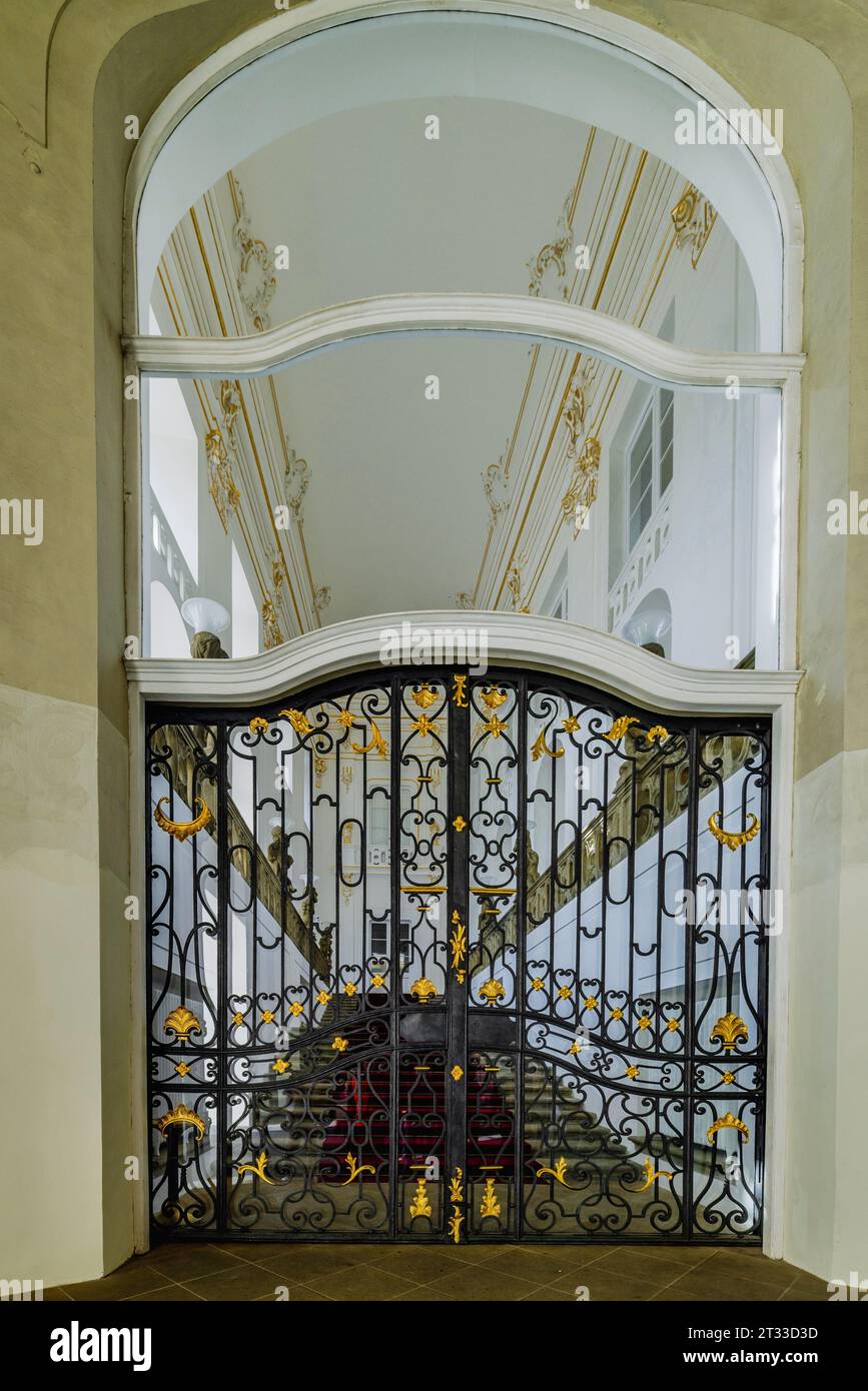 A majestic entranceway in the historic palace of Matthias Gate Stock ...