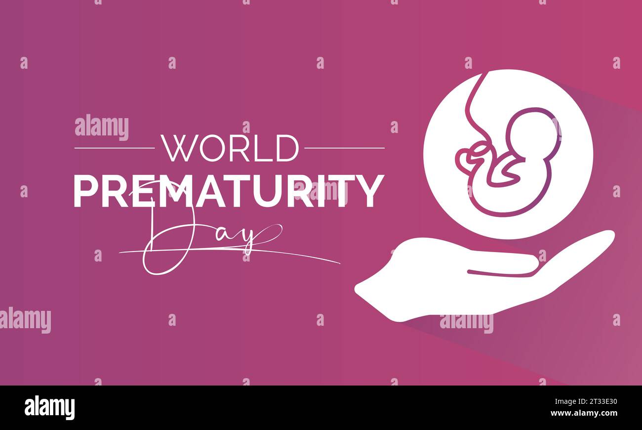 World Prematurity Day Vector Illustration with Tiny Newborn and Caring ...