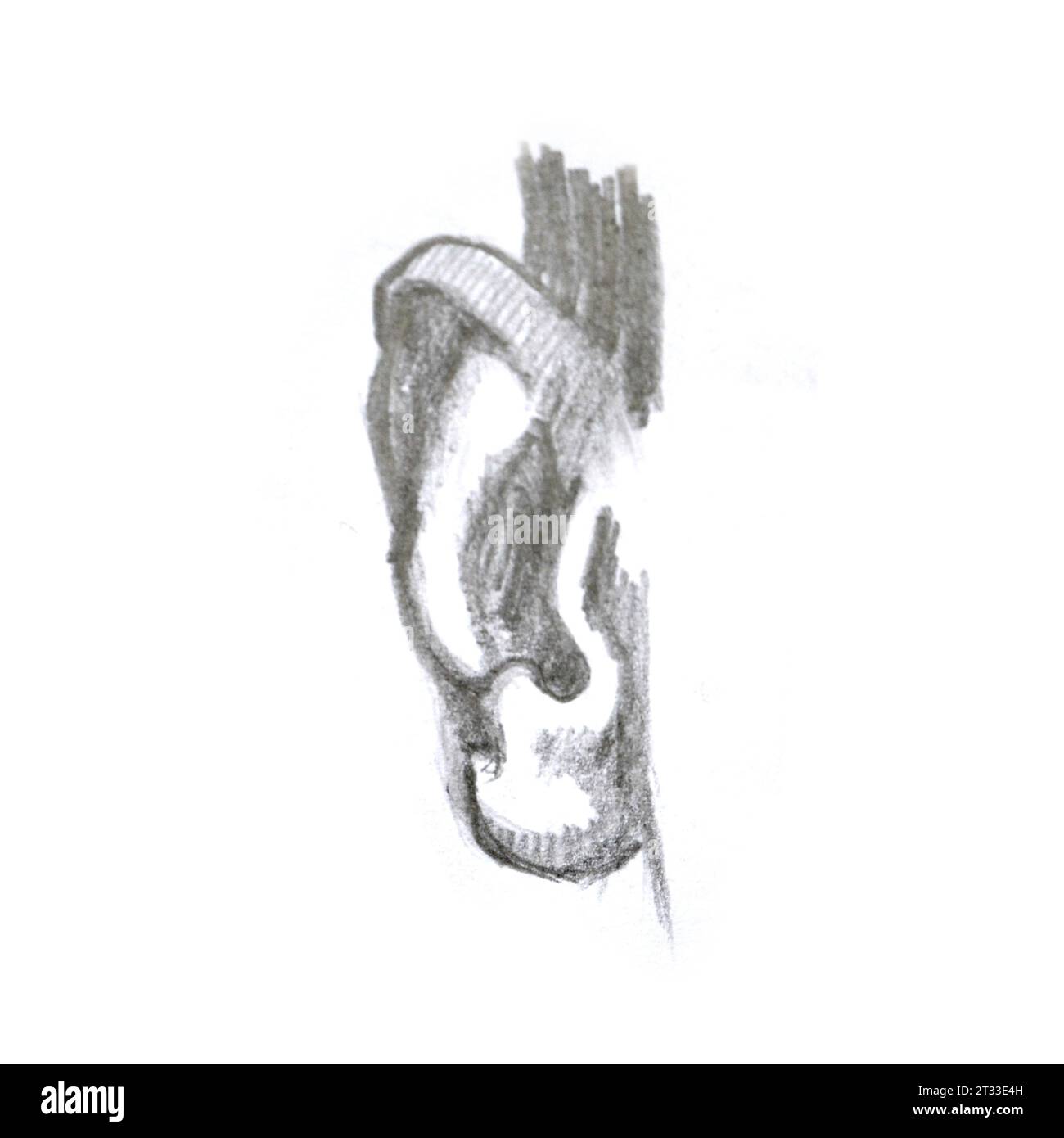 Black White Hand illustration of Human Ear. isolated on white ...