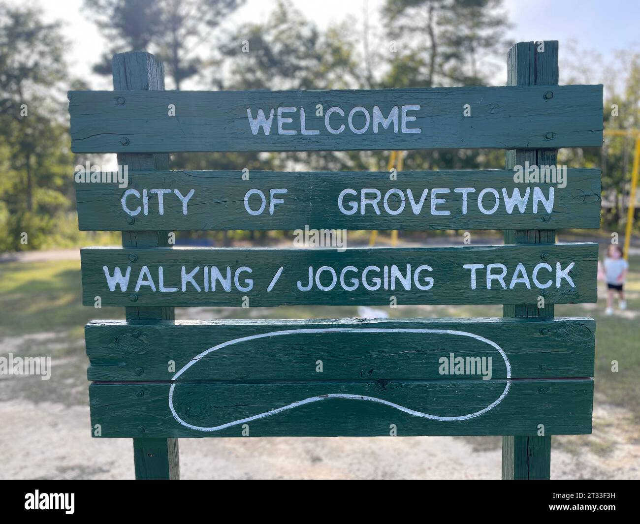 Welcome to Grovetown park sign green old weathered background texture ...