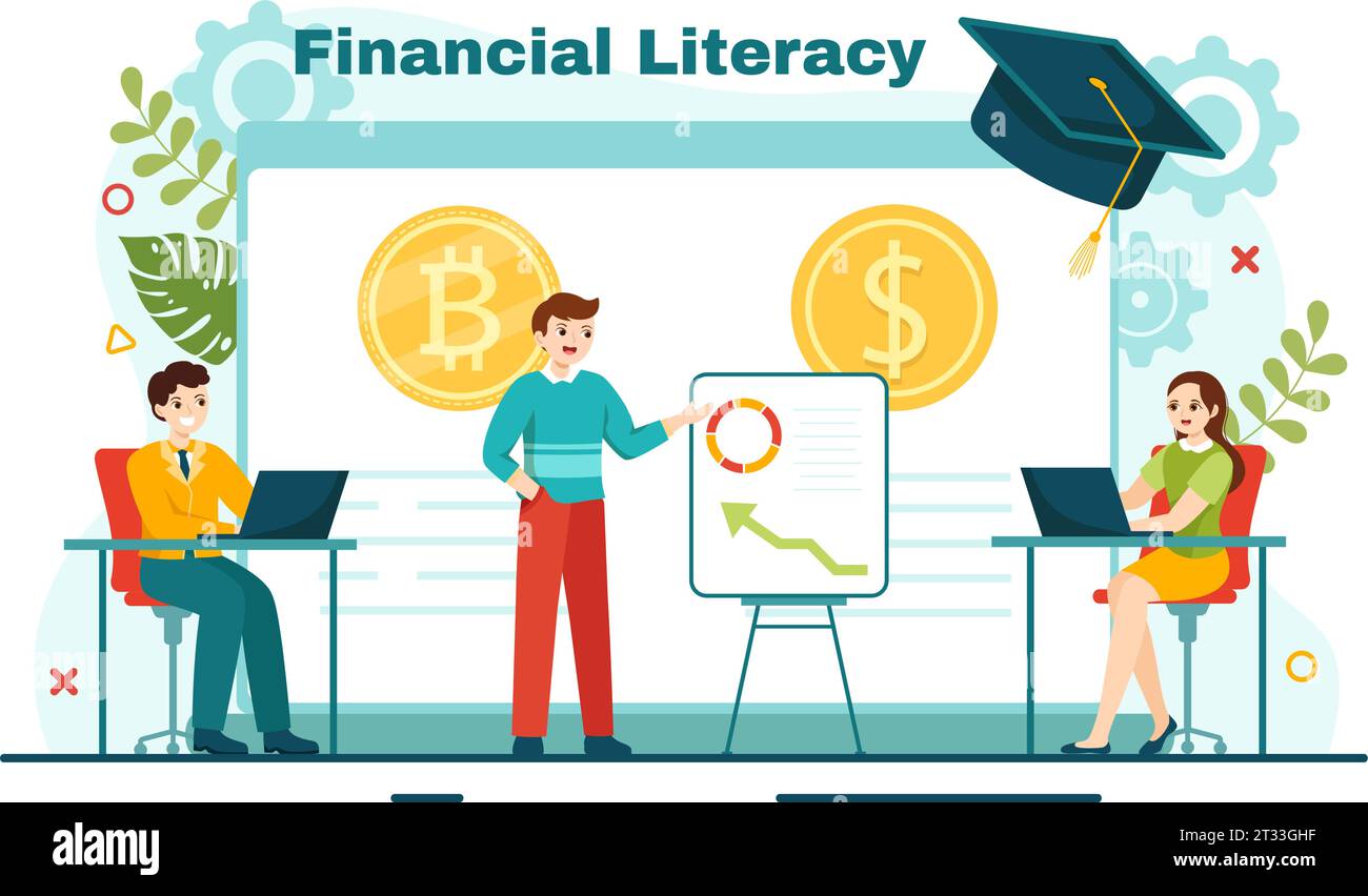 Financial Literacy Webinar Vector Illustration with Finance Management ...