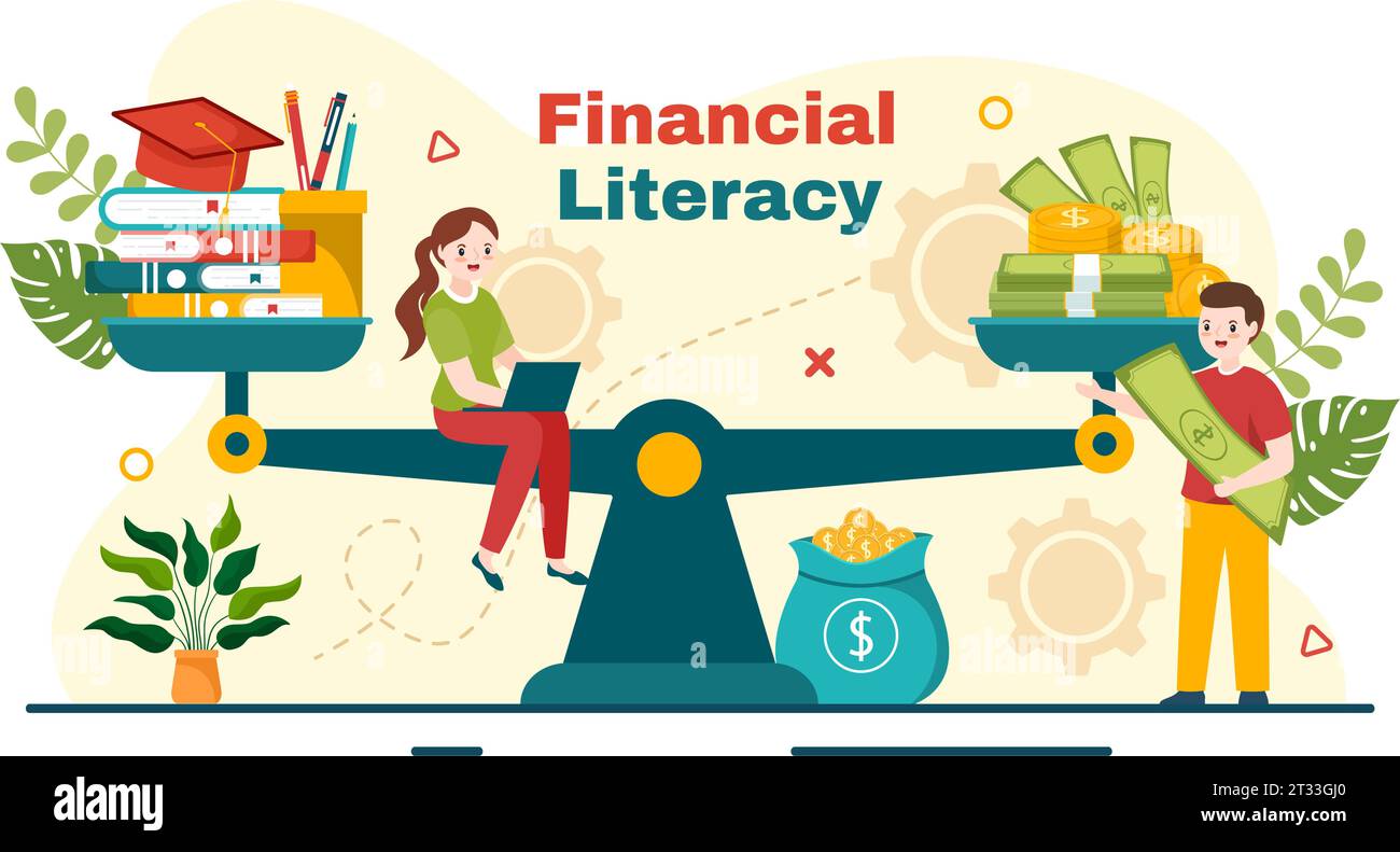 Financial Literacy Webinar Vector Illustration with Finance Management ...
