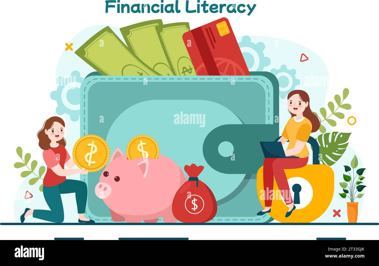 Financial Literacy Webinar Vector Illustration with Finance Management ...