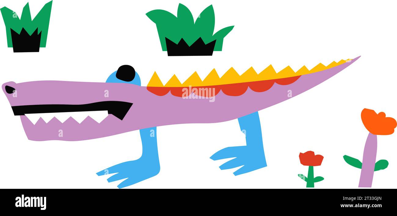 Paper craft or drawing of alligator, artworks Stock Vector Image & Art ...