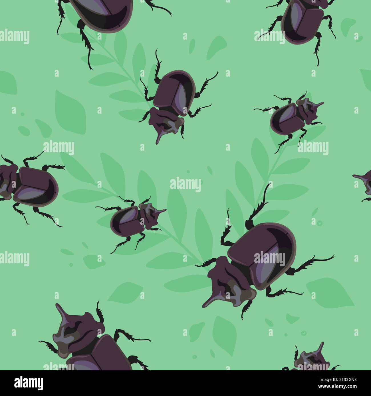 European rhinoceros beetle seamless pattern print Stock Vector Image ...