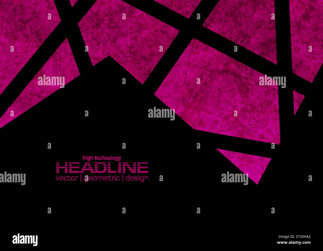 Pink and black abstract geometric grunge tech background. Vector ...