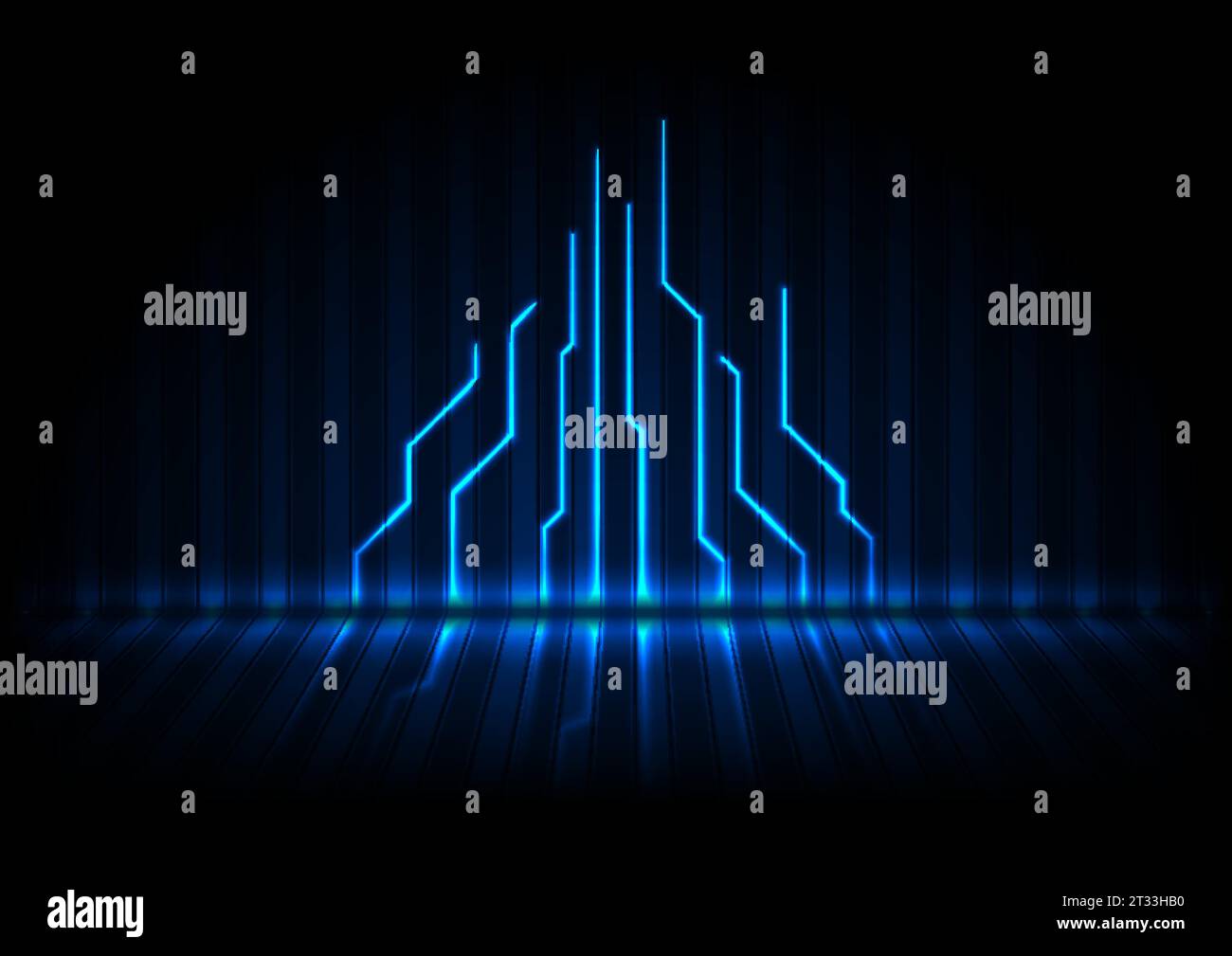 Glowing Blue Neon Circuit Board Lines Abstract Background Technology Futuristic Vector Design