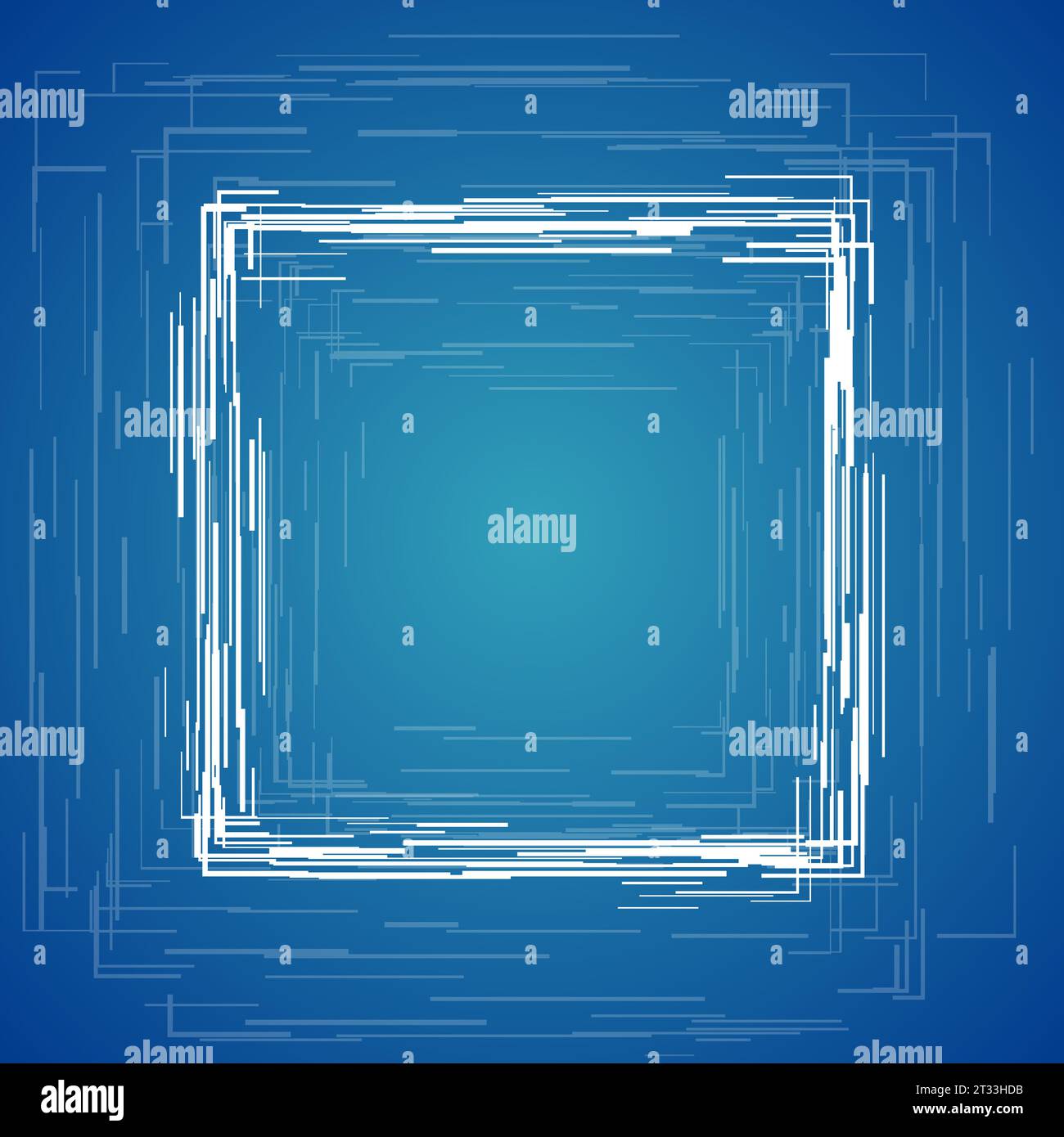 Blue white square outline linear shape abstract futuristic tech ...