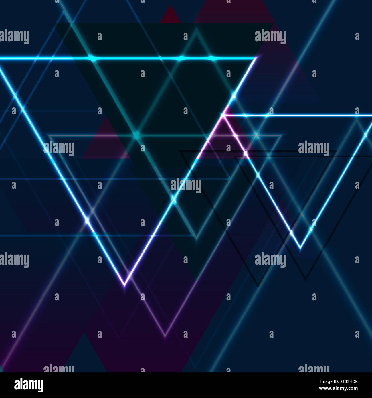 Blue and purple retro neon laser triangles abstract background. Glowing vector design Stock ...