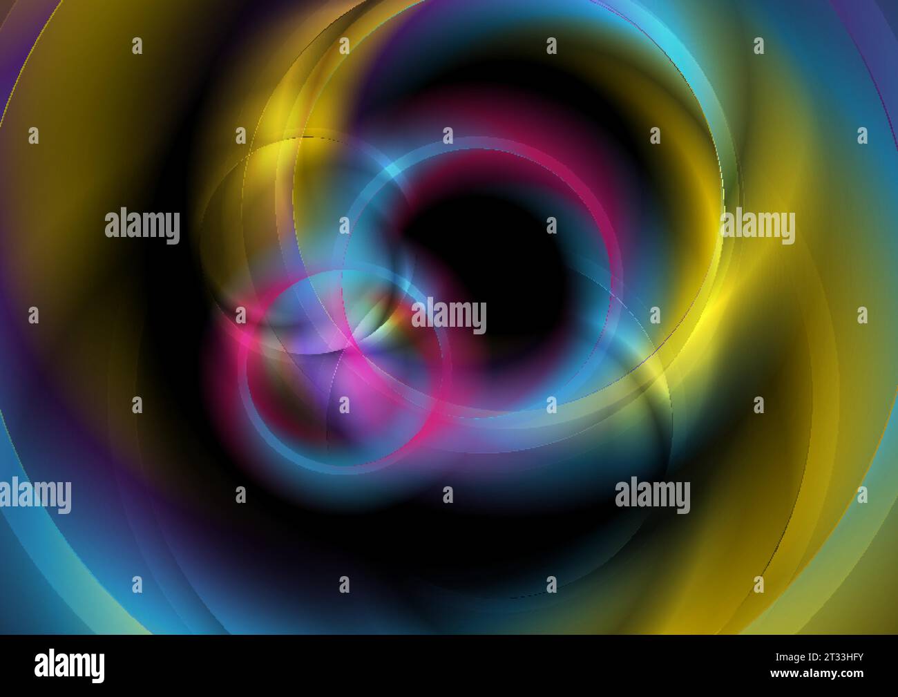Smooth blurred colorful circles. Abstract tech futuristic elegant background. Vector neon rings ...