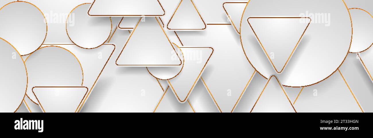 Tech abstract golden grey background with triangles and circles. Vector ...