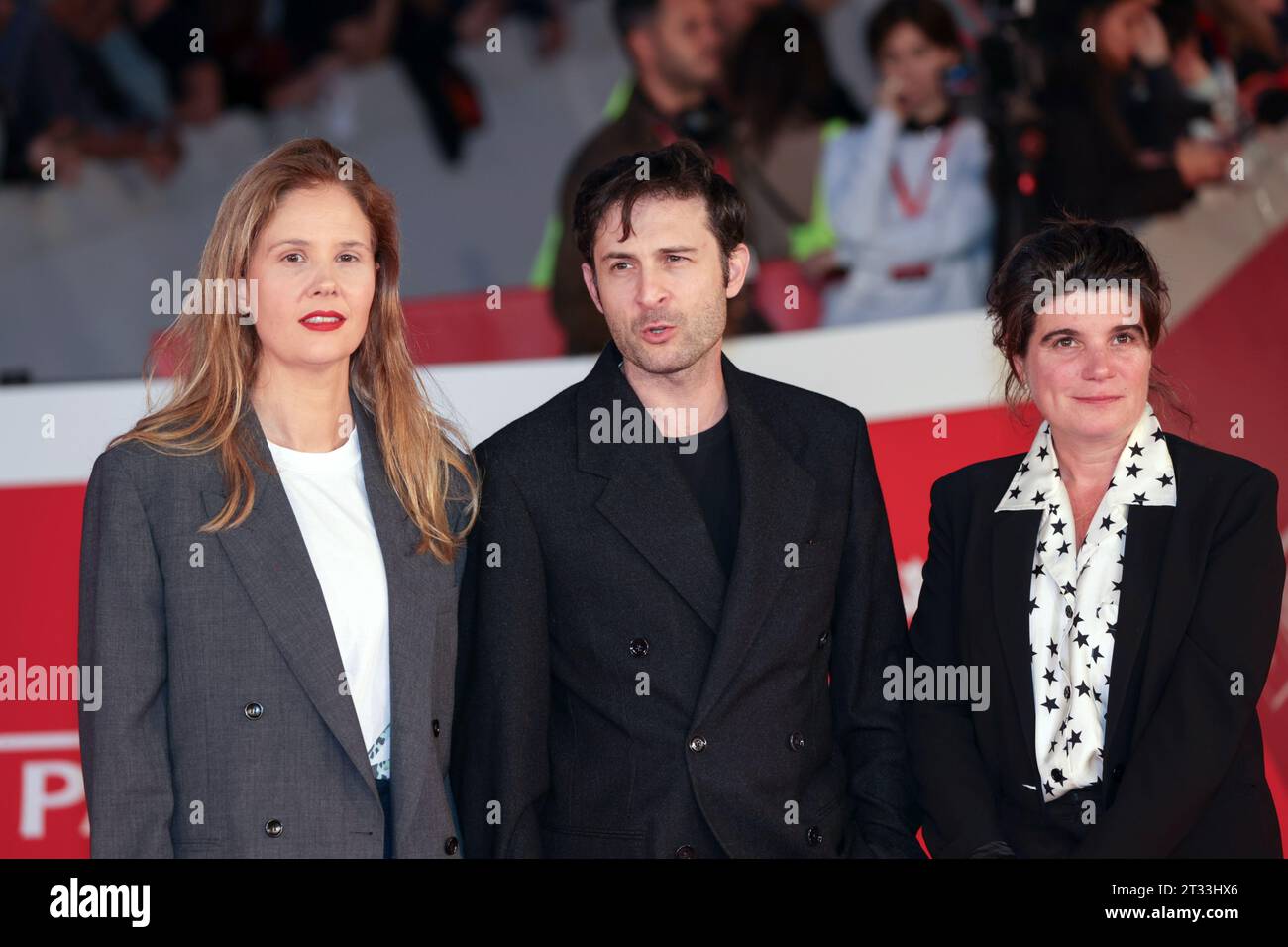 Rome, Italy - October 22, 2023: (L-R) Justine Triet, Arthur Harari and ...