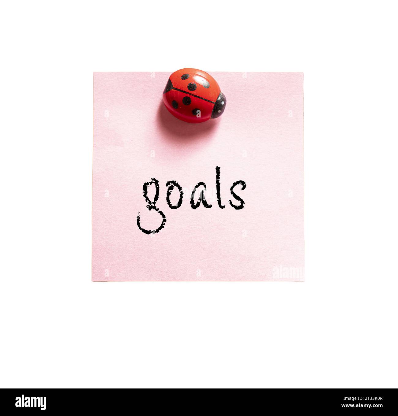 a colored memo sheet with writing goals on a transparent background ...