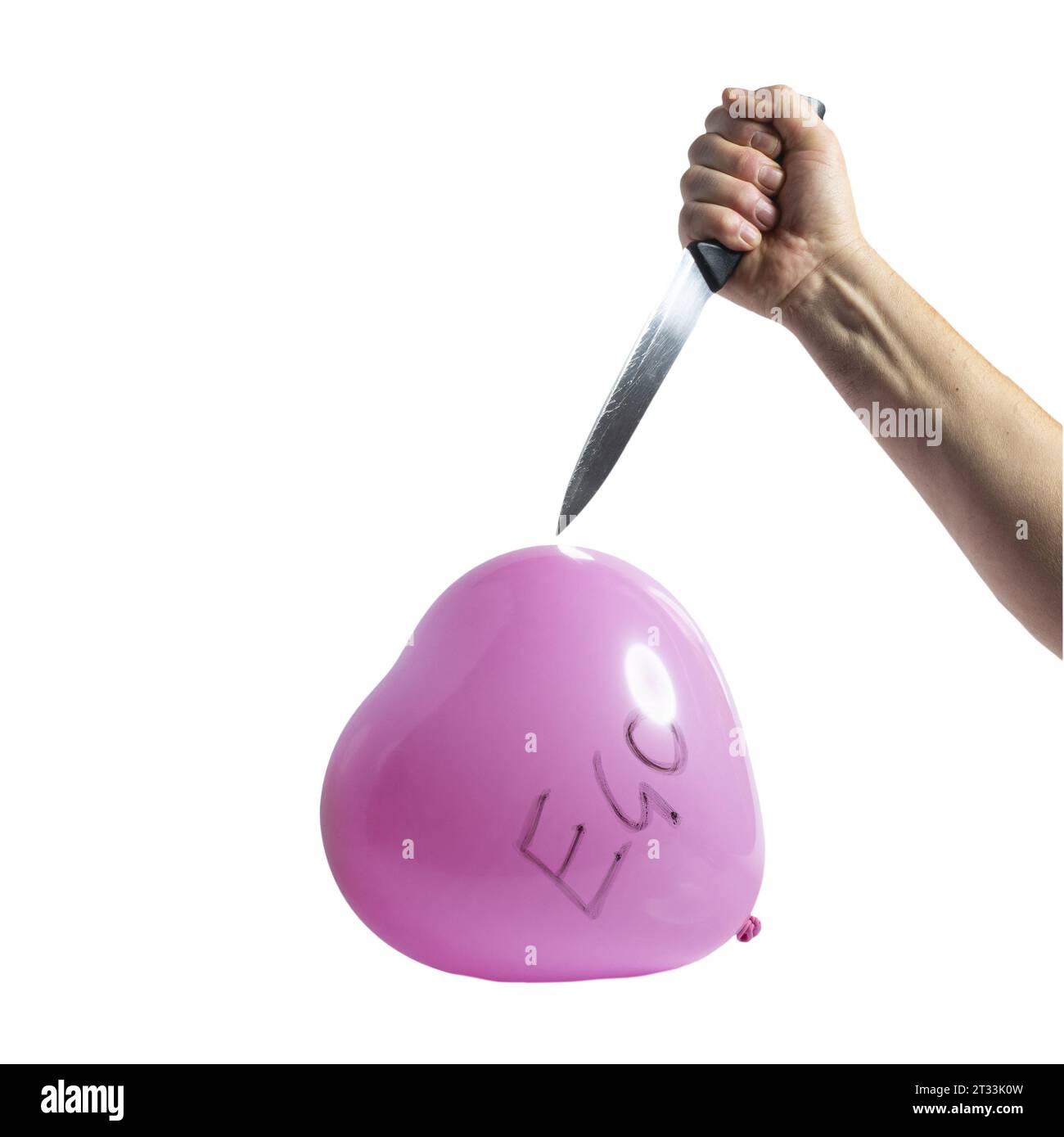 hit own ego with a big knife on a transparent background Stock Photo ...