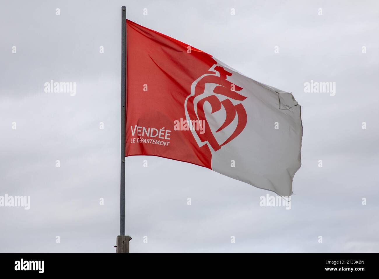 Les Sables-d'Olonne , France - 10 06 2023 : Vendee flag sign and logo ...