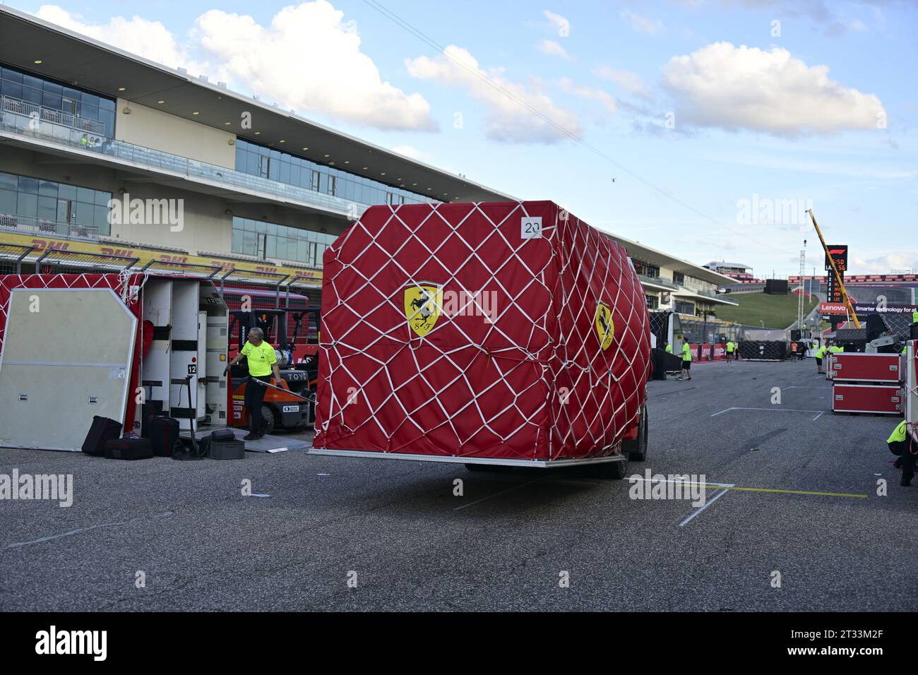 F1 teams air containers packages during the 2023 Formula 1 Lenovo ...