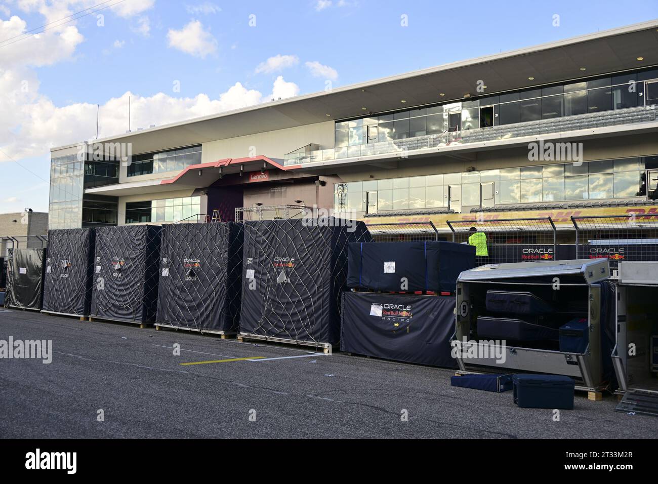 F1 teams air containers packages during the 2023 Formula 1 Lenovo ...