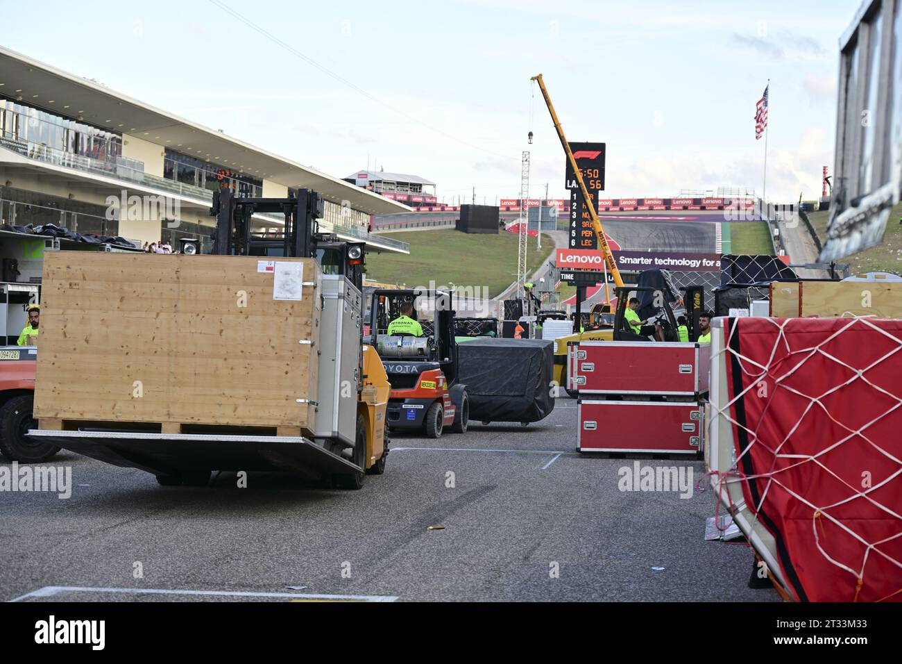 F1 teams air containers packages during the 2023 Formula 1 Lenovo ...