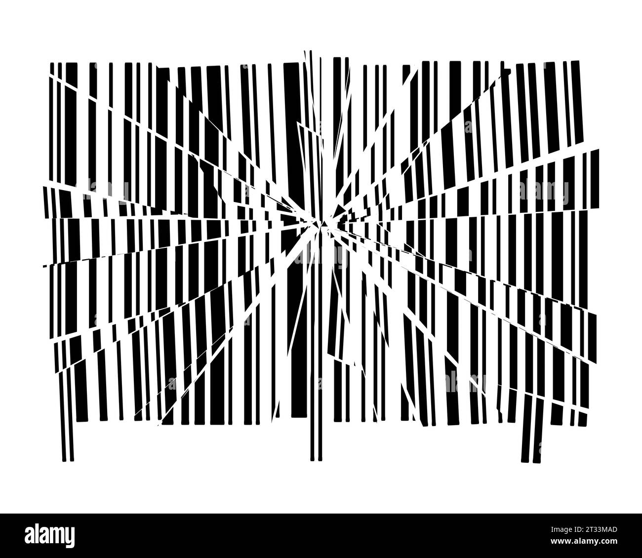 Broken or shattered black bar code on white background. Abstract ...