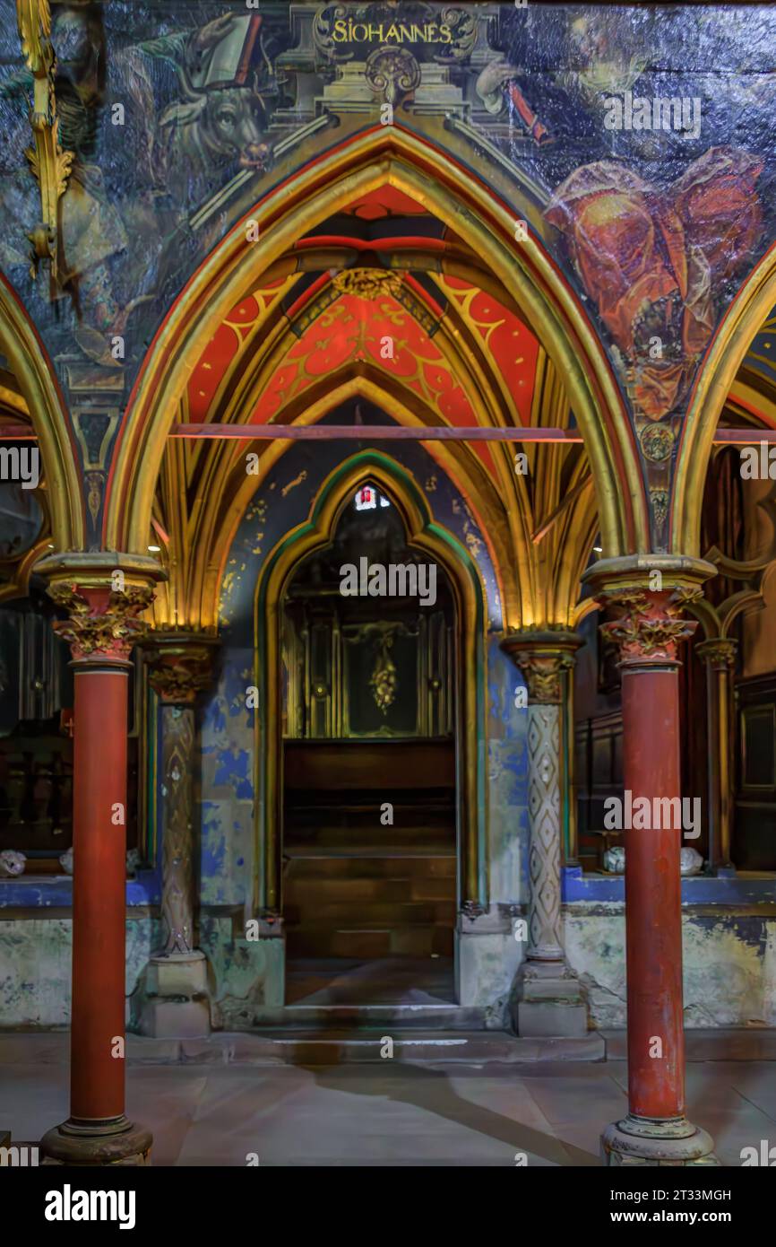 Strasbourg, France - May 31 2023: Ornate gothic archway of the rood ...