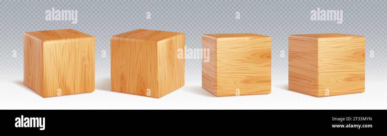 3d wood cube block to play game realistic vector. Isolated wooden ...