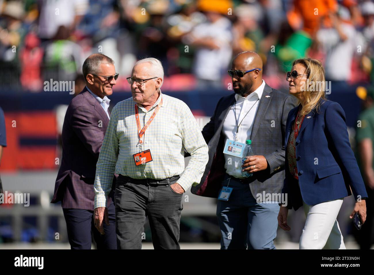 From left, Denver Broncos chief executive officer Greg Penner, co-owner ...