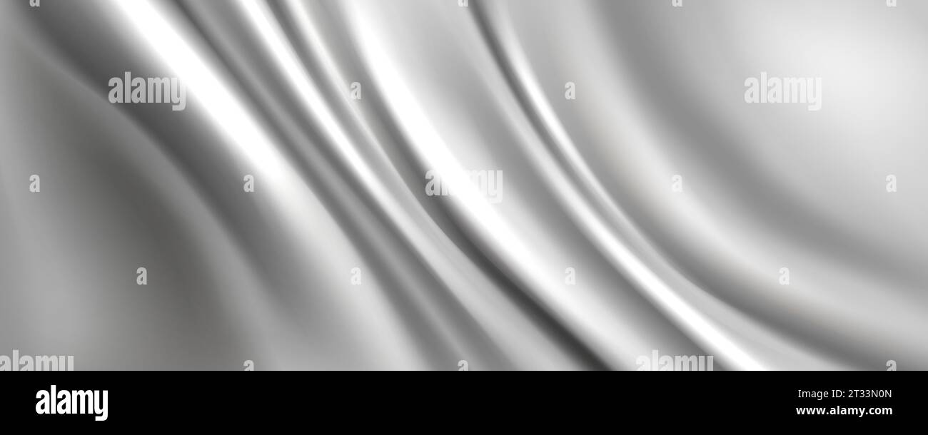 Silver soft silk wave texture abstract background. 3d satin fabric ...