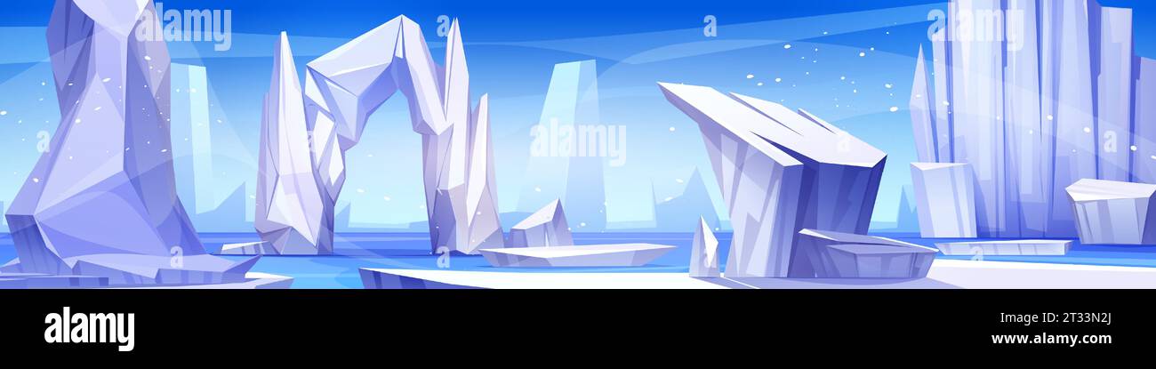 North polar arctic glacier iceberg cartoon vector background ...