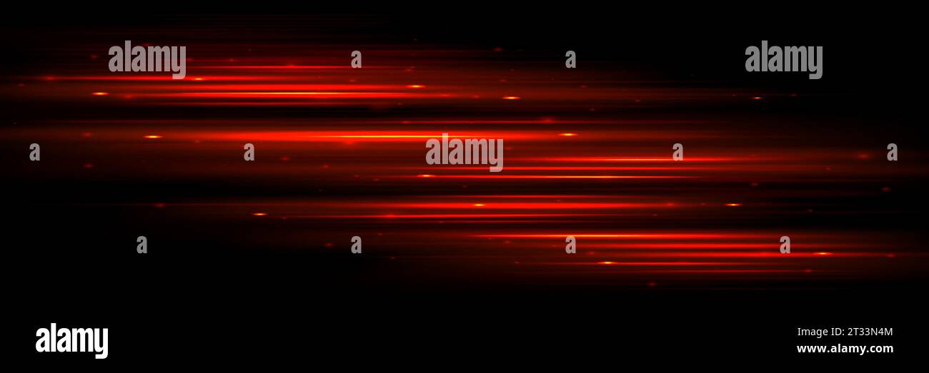 Red light effect of fast speed motion on black background. Vector ...