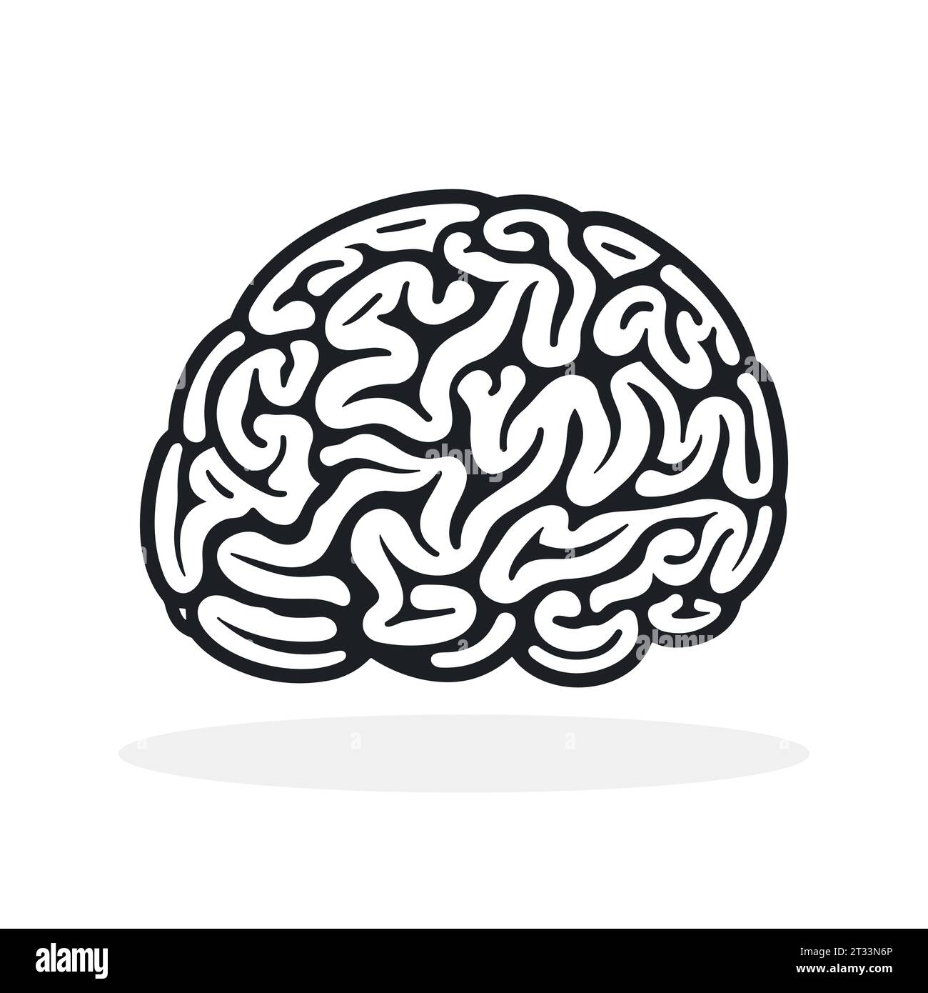 Brain logo icon. Black silhouette of mind symbol. Vector illustration ...
