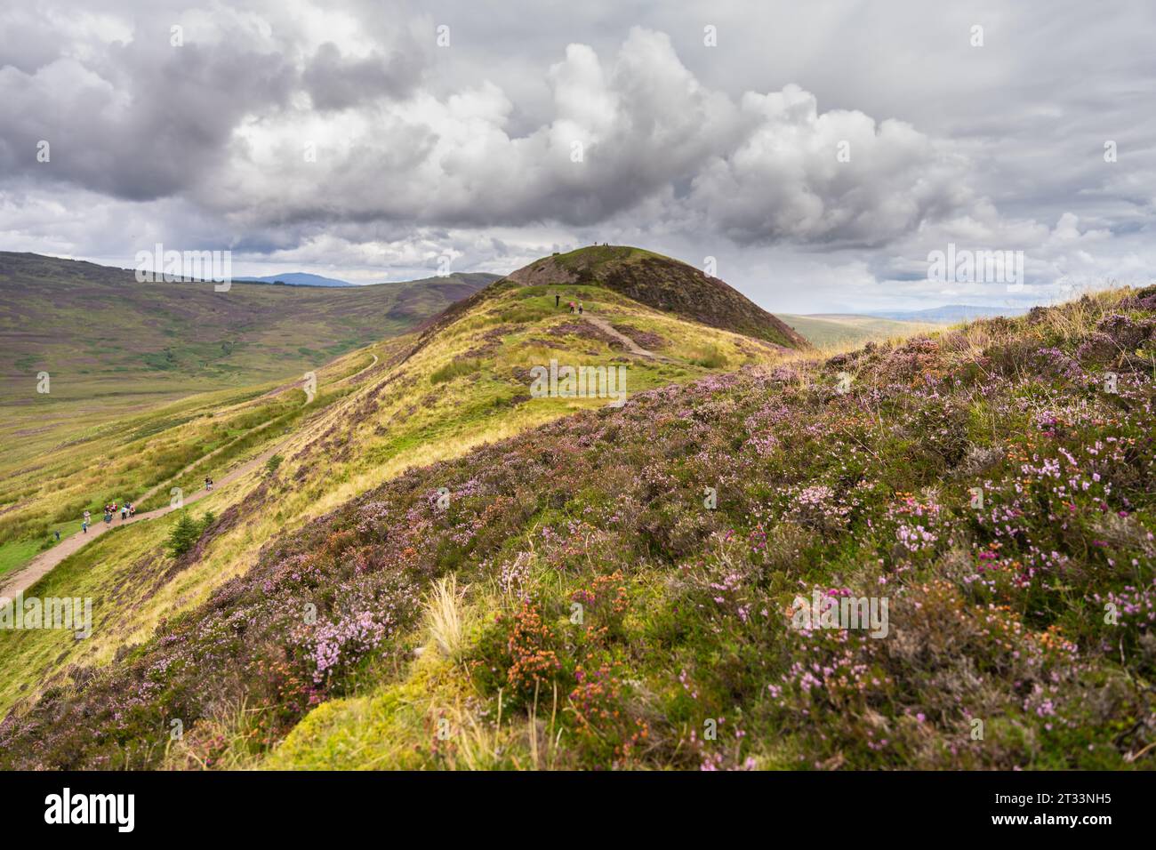 hikers climbing Conic Hill, near Balmaha and Loch Lomond, Scotland, UK ...