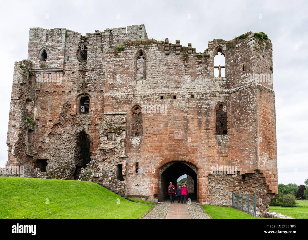 a family visiting Brougham Castle, near Penrith, Cumbria, Uk Stock ...