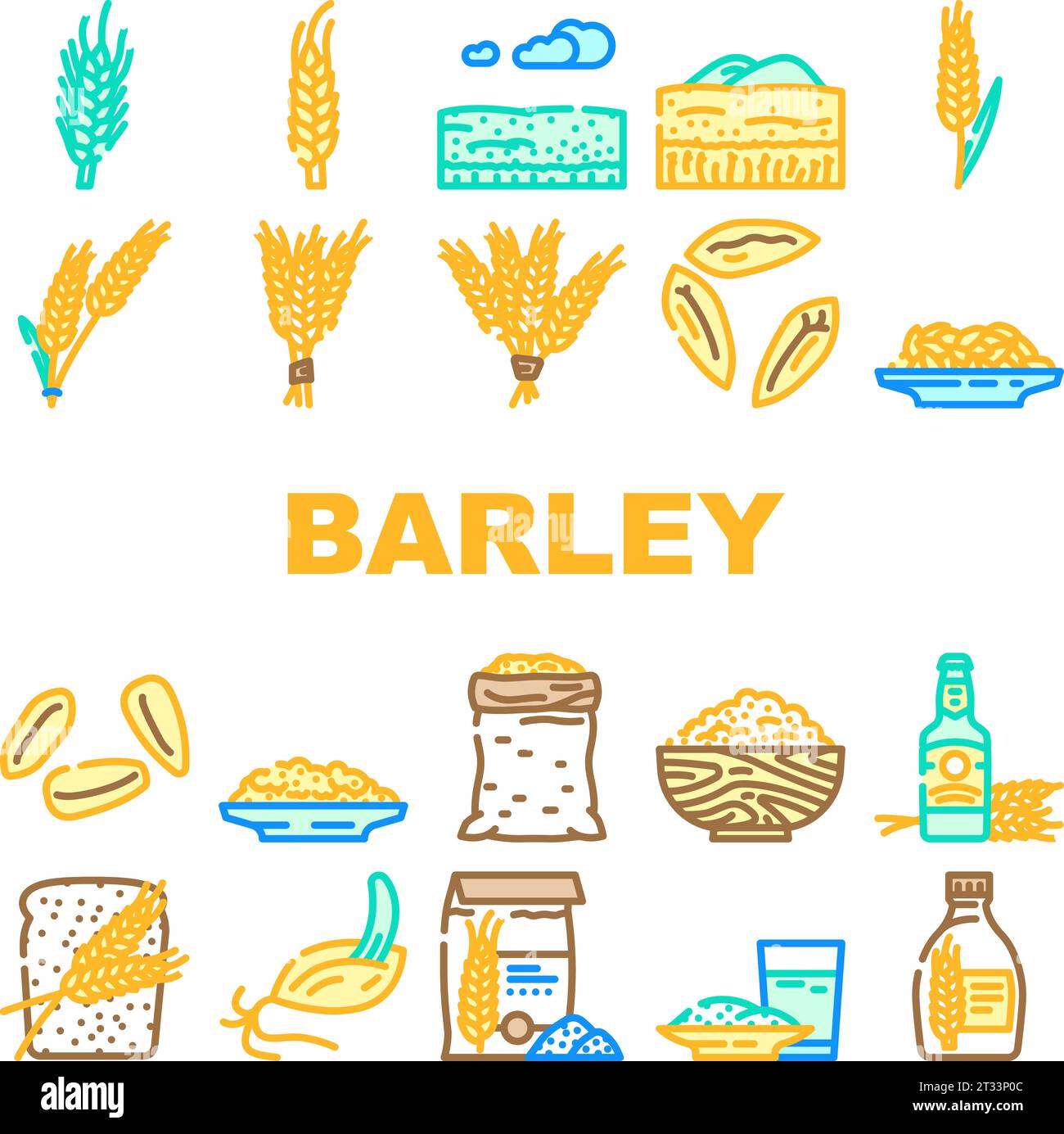 barley grain wheat icons set vector Stock Vector Image & Art - Alamy