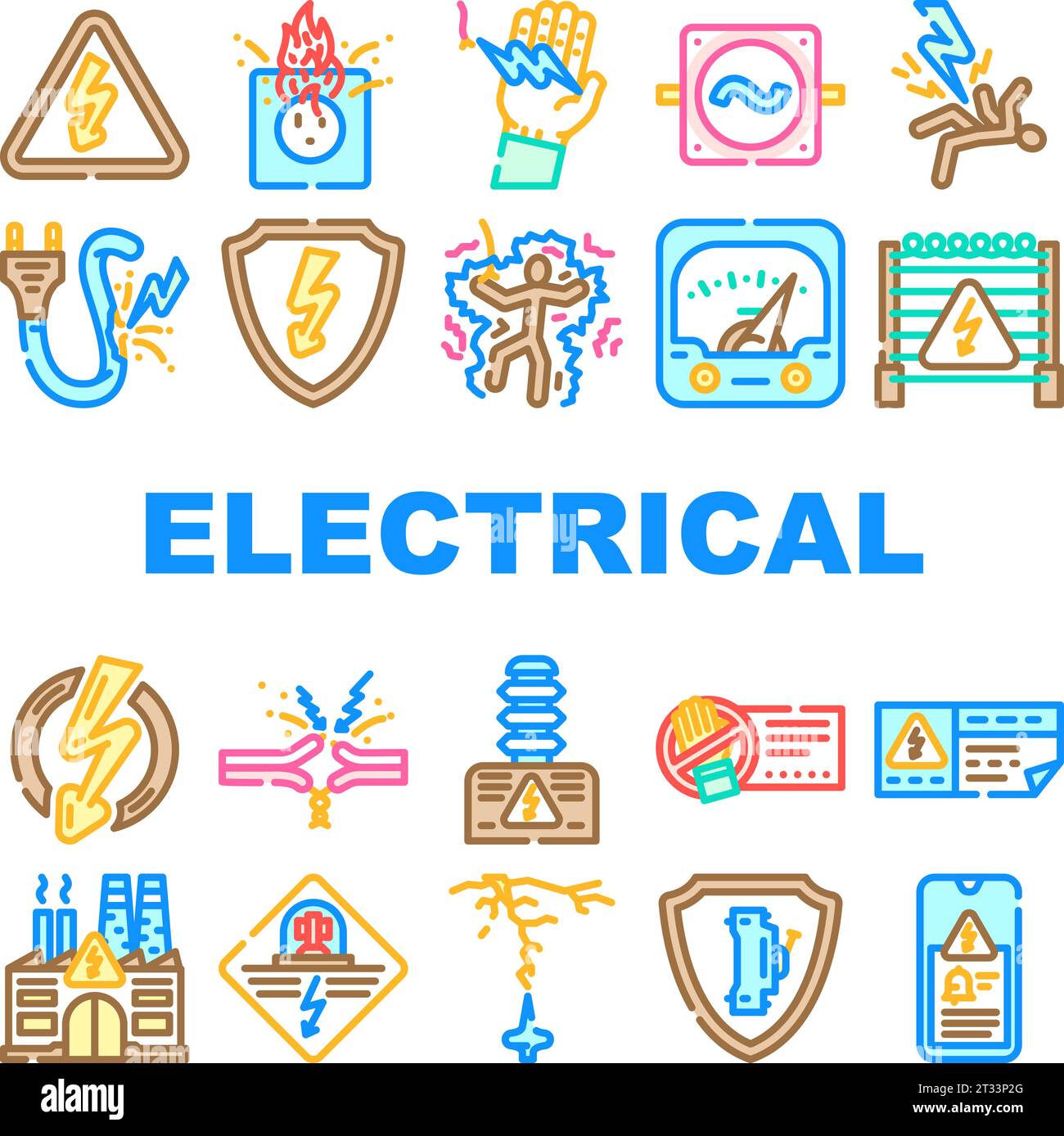 electrical danger voltage icons set vector Stock Vector Image & Art - Alamy