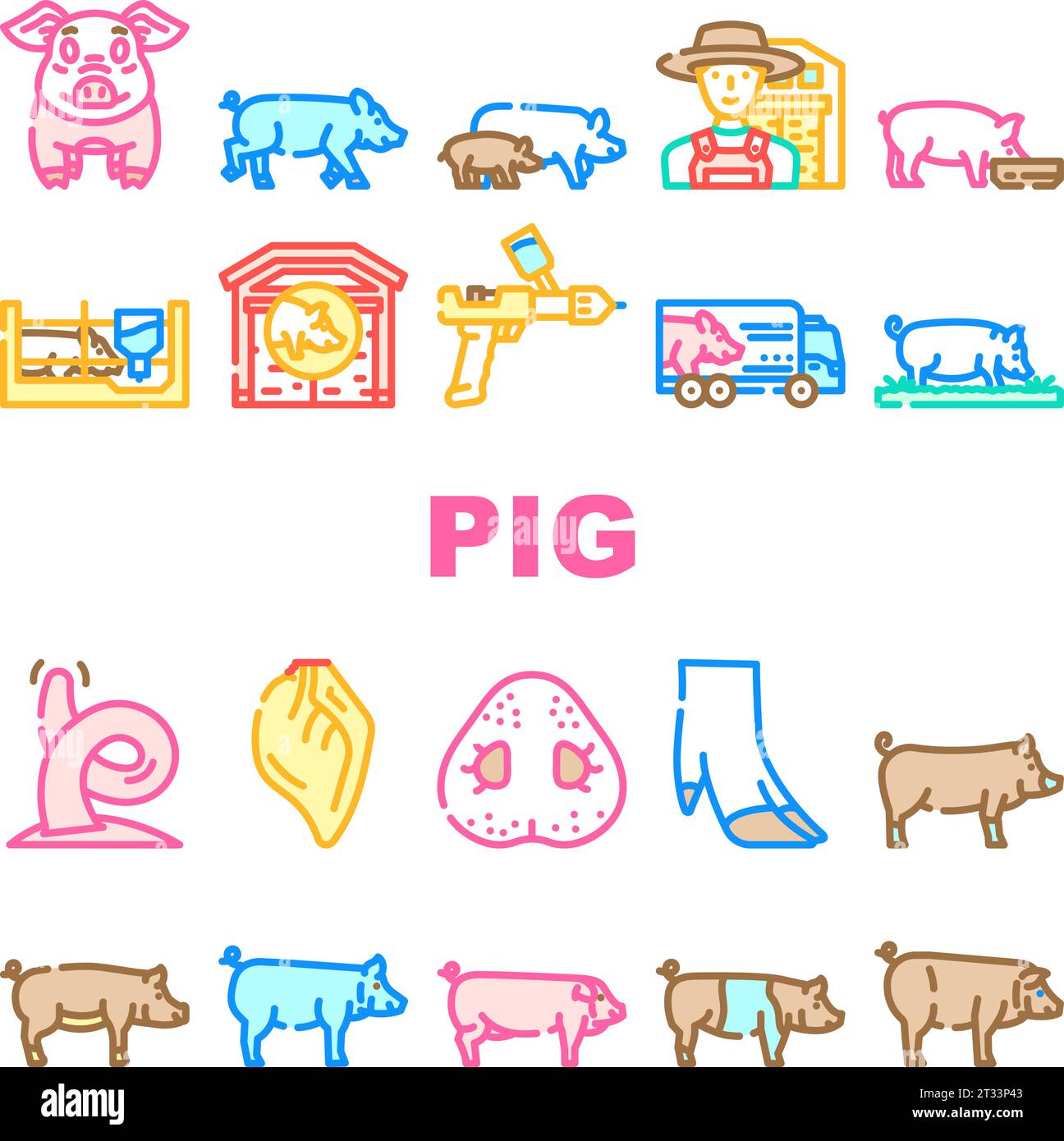 pig pork farm icons set vector Stock Vector Image & Art - Alamy