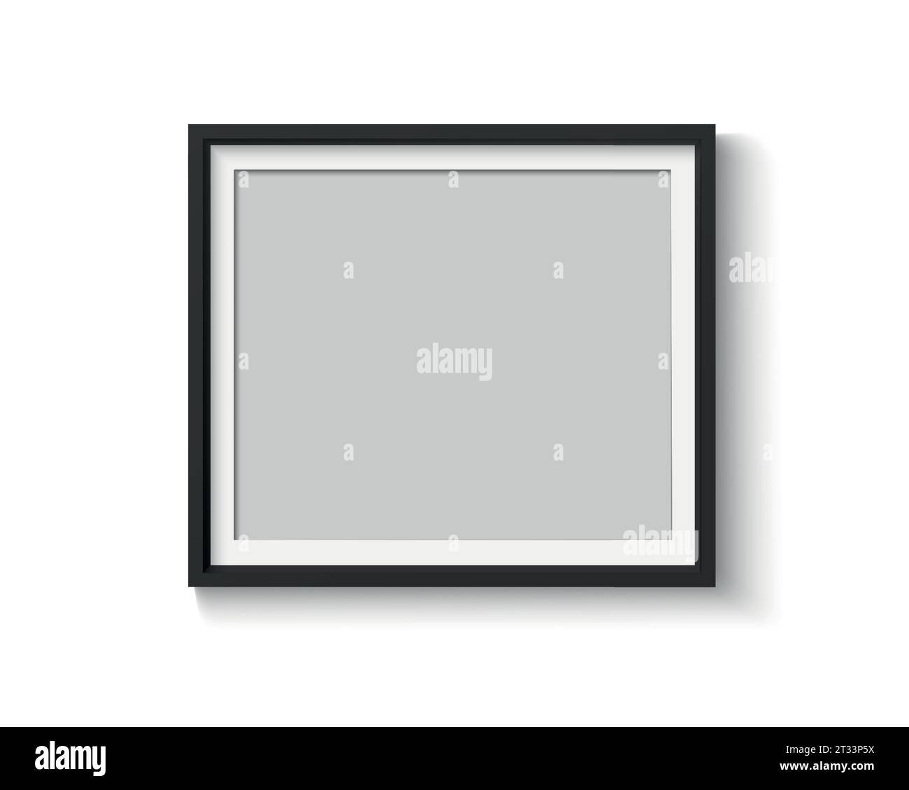 Black blank photo frame set. Vector empty pictures on wall. Square and ...