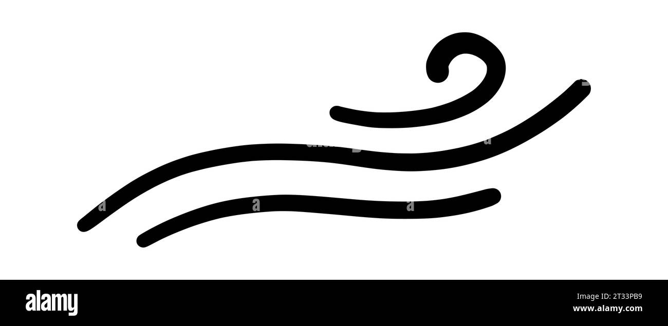 Doodle wind lines. Air sketch. Cartoon hand drawn windmill. Vector wave ...